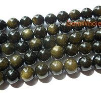 For Sale: 8mm Chatoyant Golden Sheen Obsidian Gemstone Grade Aa...