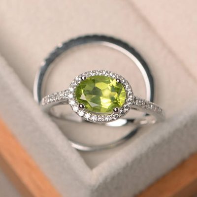 For Sale: Wedding Ring Natural Peridot Ring August Birthstone...