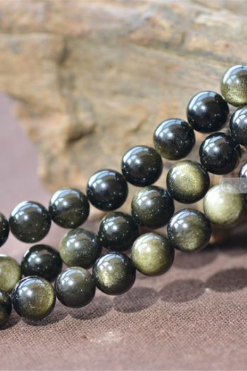 For Sale: 8mm Chatoyant Golden Sheen Obsidian Gemstone Grade Aa...