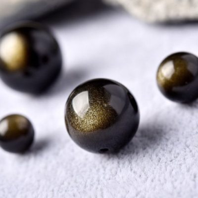 For Sale: 8mm Chatoyant Golden Sheen Obsidian Gemstone Grade Aa...